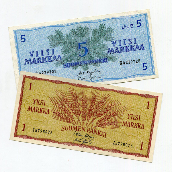 Банкноты Финляндия 2 шт. 1-5 марок 1963 г. - набор купить на OZON по низкой цене (1387663837)