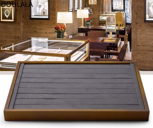 DOULALA Лоток Для Ювелирных Изделий С Деревянными Решетками, Витрина Для Ювелирных Ожерелий, 35 ...