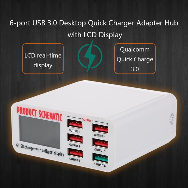 Зарядное устройство USB 3.0 с ЖК-дисплеем, 6 портов,40W - купить по ...