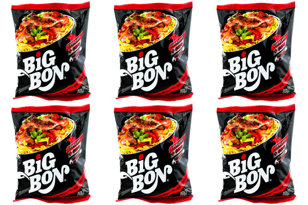 BIGBON Лапша быстрого приготовления Говядина + соус томатный с базиликом, 75 г, 6 шт - купить с ...