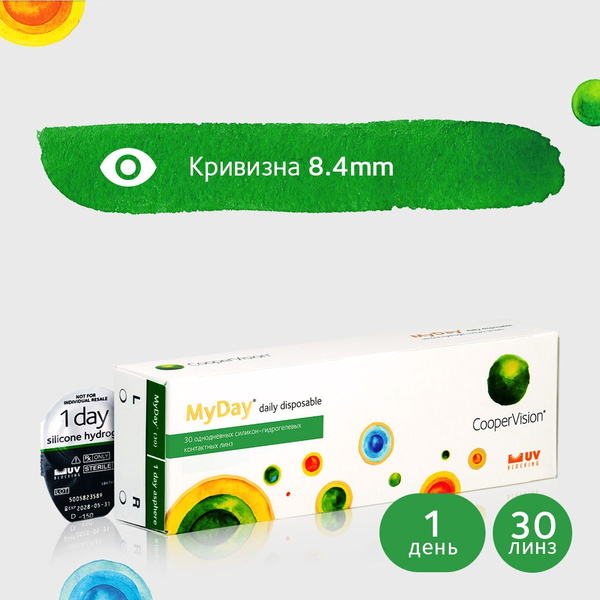 Контактные линзы CooperVision MyDay daily disposable 30 штук -5.25 ...