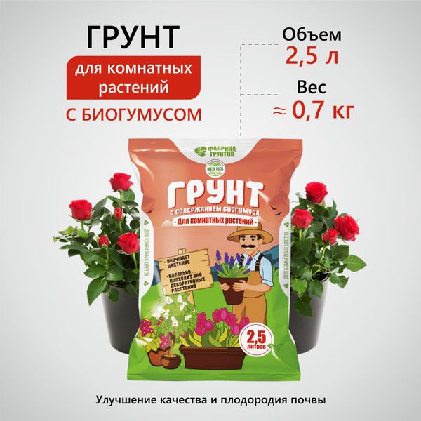 Грунт для комнатных растений Земля для рассады Биогумус 2 5л купить