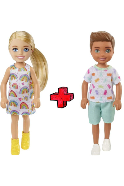Barbie Набор из кукол: Барби Челси с желтыми волосами и мальчик Кен ...