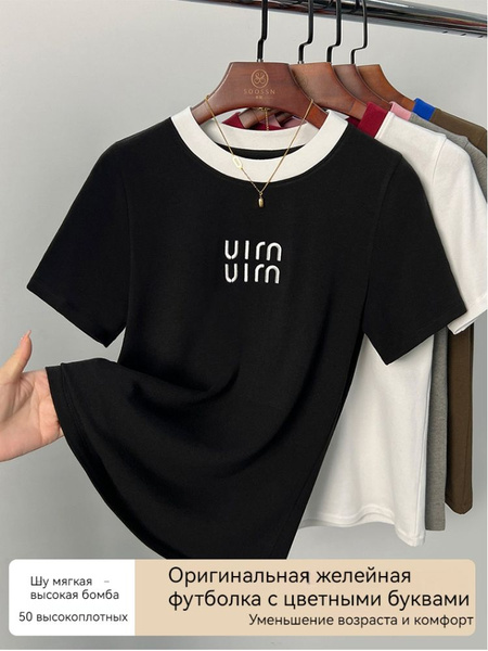 Футболка Miu Miu размер 44 цвет черный 38 вискоза модал 28 5 хлопок 28 5 акрил 5