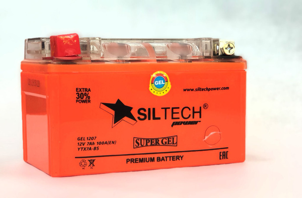 Аккумулятор для мототехники Siltech GEL1207 12V7AH п.п. (YTX7A-BS ...