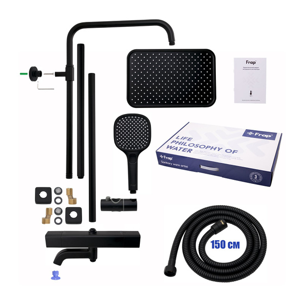 Душевая система с тропическим душем и термостатом Frap FX24791-6 - купить с доставкой по ...