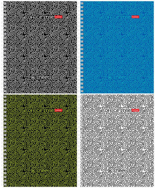 Набор тетрадей Hatber 96 листов, формата А5, в клетку, на гребне, 4 штуки/4 дизайна Лабиринт ...