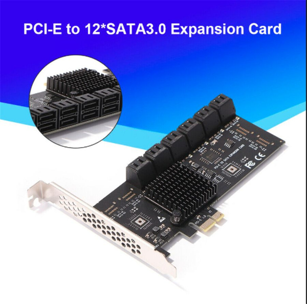 Карта Адаптера PCIE SATA Контроллер SATA 12 Портов SATA 3 PCI Express X1 Карта Расширения ...