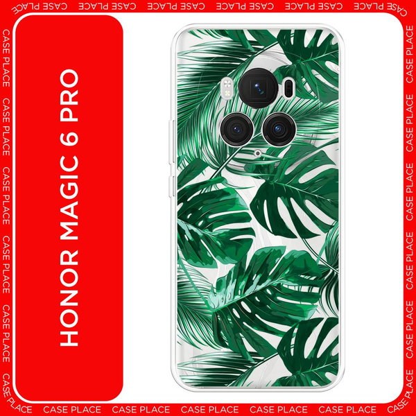Силиконовый чехол на Honor Magic 6 Pro / Хонор Меджик 6 Про Palm leaves ...