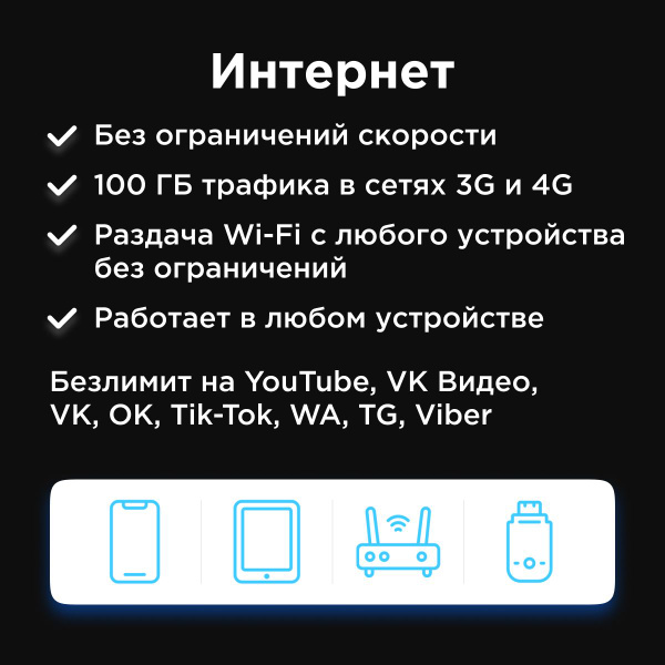 SIM-карта Сим карта 1450 руб/мес 300 гб 4G интернета в сетях Теле2 ...