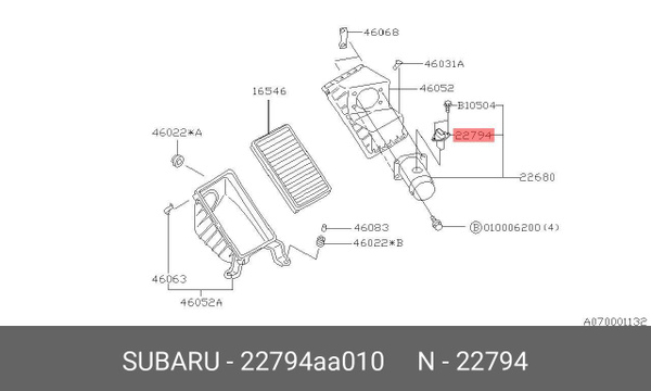 Датчик расхода воздуха Subaru 22794-AA010 - Subaru арт. 22794-AA010 ...