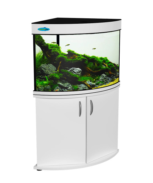 Аквариум 120 л Угловой AquariumBest с тумбой цвет Белый 58х58х57 ...