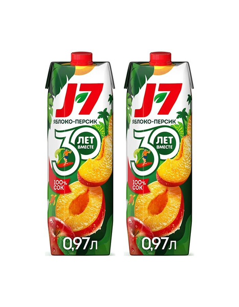 Нектар J7 Яблоко-персик с мякотью, 2 шт x 970 мл - купить с доставкой ...