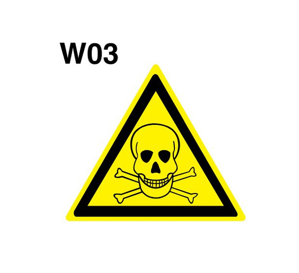 Несветящийся, треугольный, предупреждающий знак W03 Опасно. Ядовитые ...