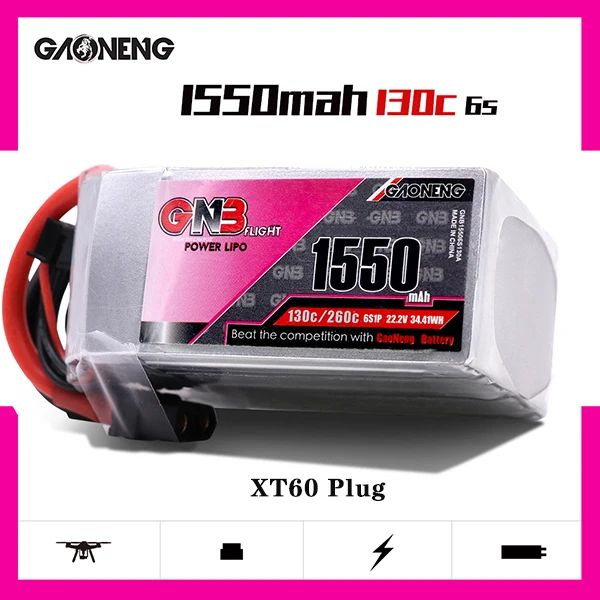 Gaoneng GNB 1550mAh 6S1P 22.2V 130C/260C Аккумулятор Lipo с разъемом ...