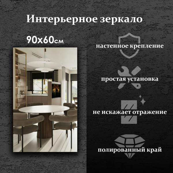 Зеркало интерьерное Maskota, 90 см х 60 см, 1 шт - купить по низким ...