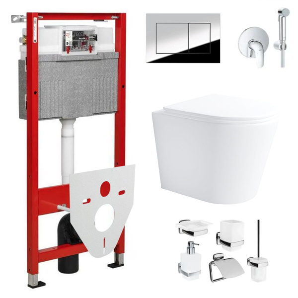 Комплект унитаза c инсталляцией TECE, направление выпуска: Горизонтальное (в стену), set.tece ...