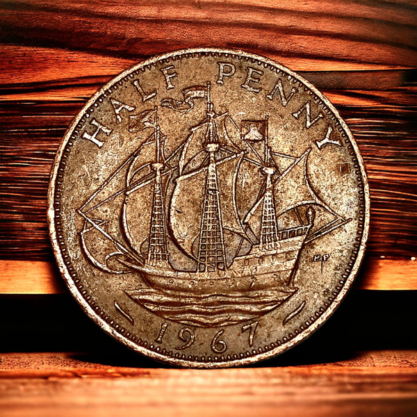 Монета Великобритания 1/2 пенни 1967 года. Парусник. Елизавета II - купить в интернет-магазине ...