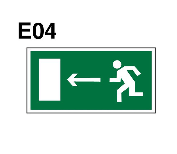 Несветящийся эвакуационный знак E04 Направление к эвакуационному выходу налево самоклеящаяся