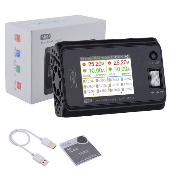 ToolkitRC M6D 500W 15A Двухканальное интеллектуальное зарядное ...