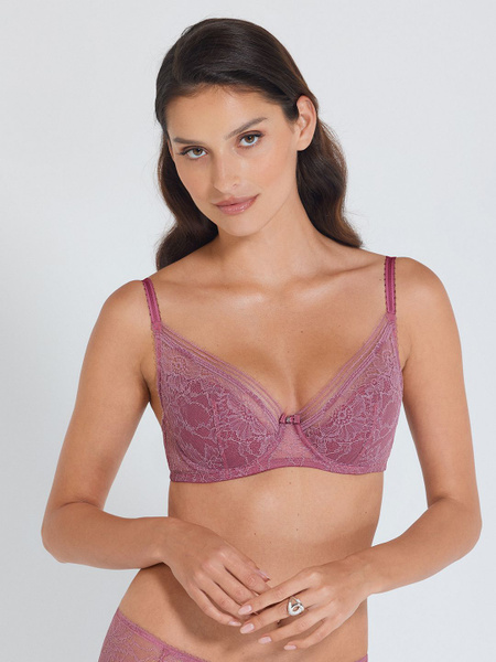 Бюстгальтер Женский Palmetta полудублированная чашка, размер 80C розовый Кружево Вечерний ...