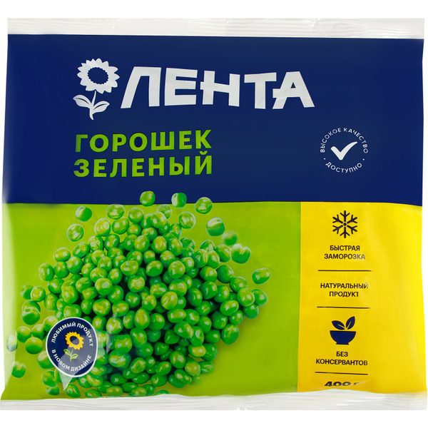 Горошек ЛЕНТА зеленый замороженный, 400г купить на OZON по низкой цене ...
