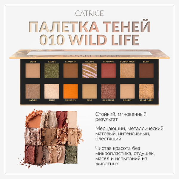 CATRICE, Палетка теней, 10 Wild Life, safari fever slim eyeshadow palette - купить с доставкой ...