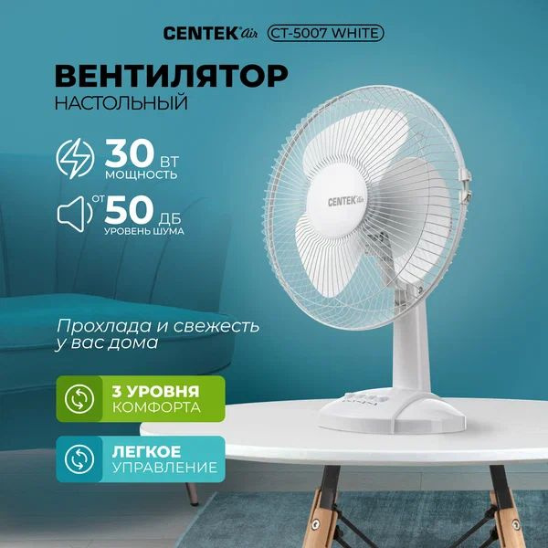 Вентилятор настольный CENTEK CT-5007, белый купить по низкой цене с ...