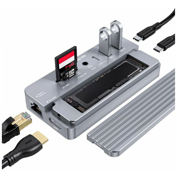 Док-станция Acasis USB-C HUB 10 в 1 для M.2 NVME и SATA NGFF SSD с ...