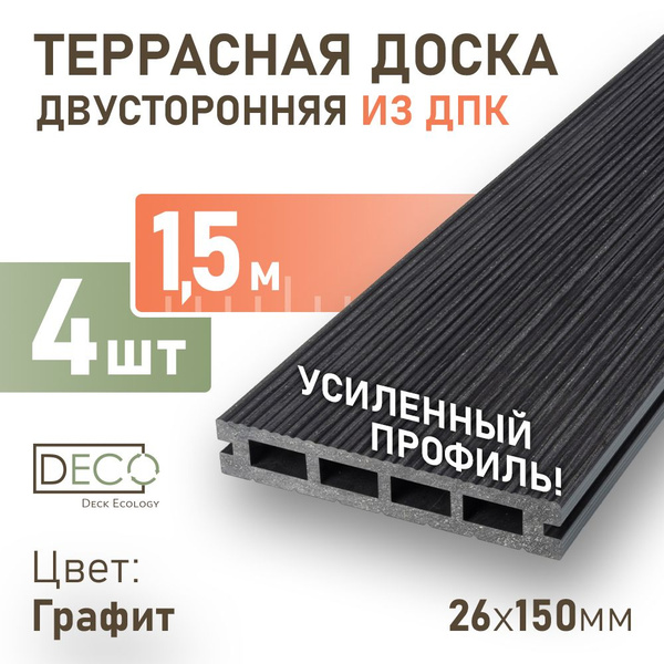 Террасная доска из ДПК 26х150х1500 мм, декинг премиум, 4 шт - купить с ...