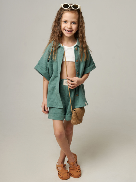 Комплект одежды Девочки Little Lis Пляжный с шортами темно-зеленый ...