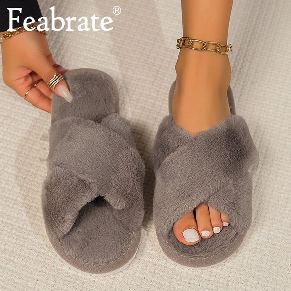 Тапочки Женский Feabrate, размер 38, 39 коричневый Круглый нос, Открытый нос Без каблука Без ...