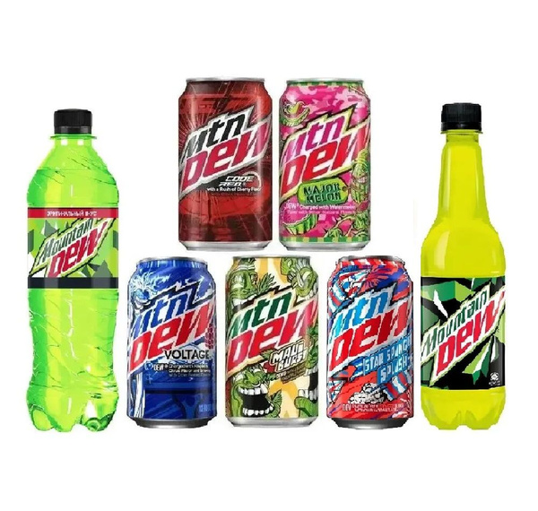 Набор из 7 напитков Mountain Dew (Code Red, Major Melon, Voltage, Maui ...