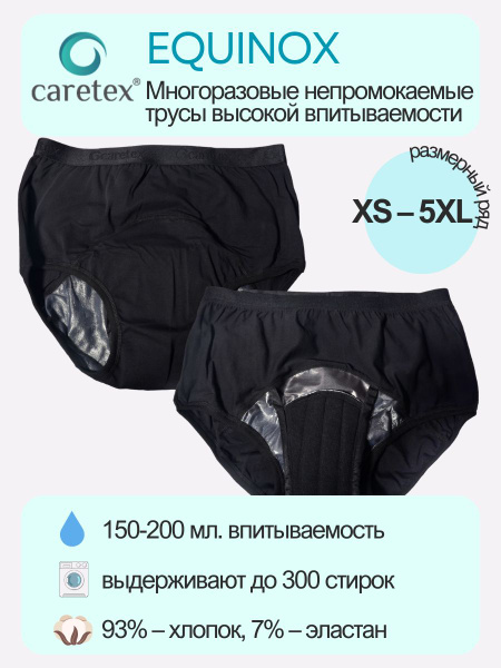 Caretex Многоразовые непромокаемые трусы для мужчин EQUINOX, цвет черный, размер 5XL - купить с ...