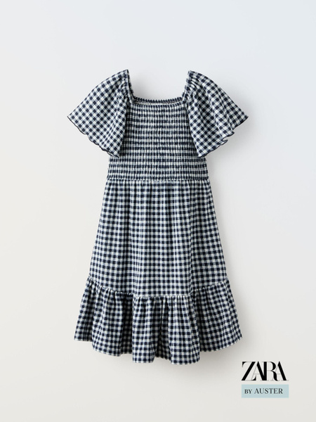 Платье для девочки ZARA CREPE GINGHAM CHECK DRESS, 122, Девочки, Лето, размер 122, материал ...