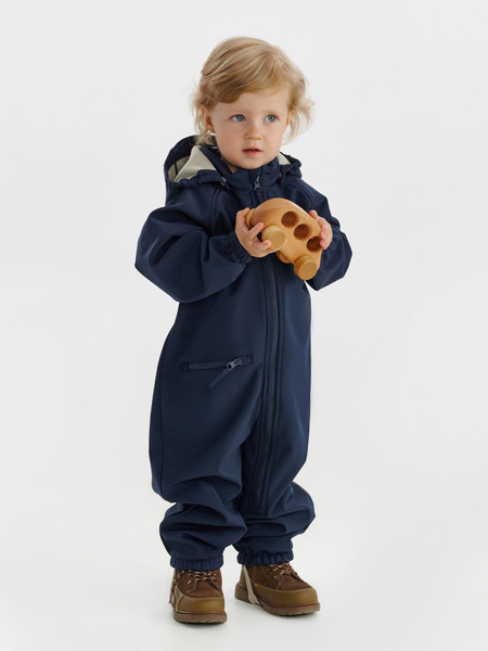 Комбинезон Мальчики, Девочки Leokid, размер 98 темно-синий Демисезон Полиэстер Молния купить c ...