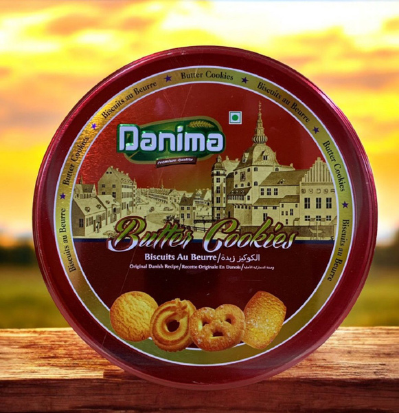 Печенье сливочное Butter Cookies в красной жестяной банке, 340 гр ...