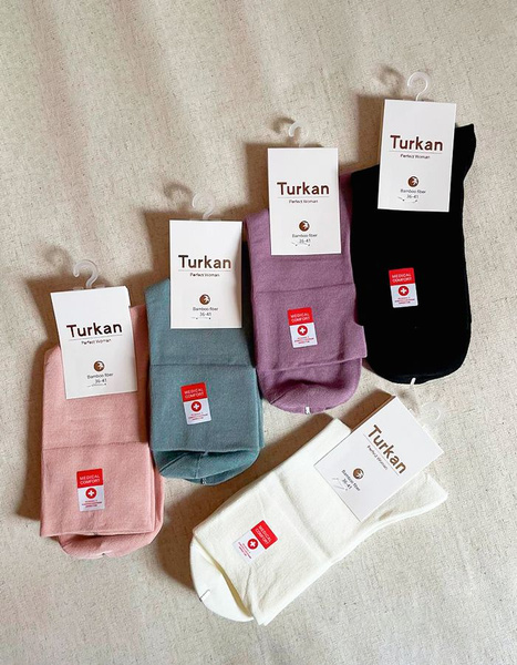 Комплект носков Женский Turkan, размер 36, 41 Полиамид, Хлопок Лето белый, черный Повседневный ...