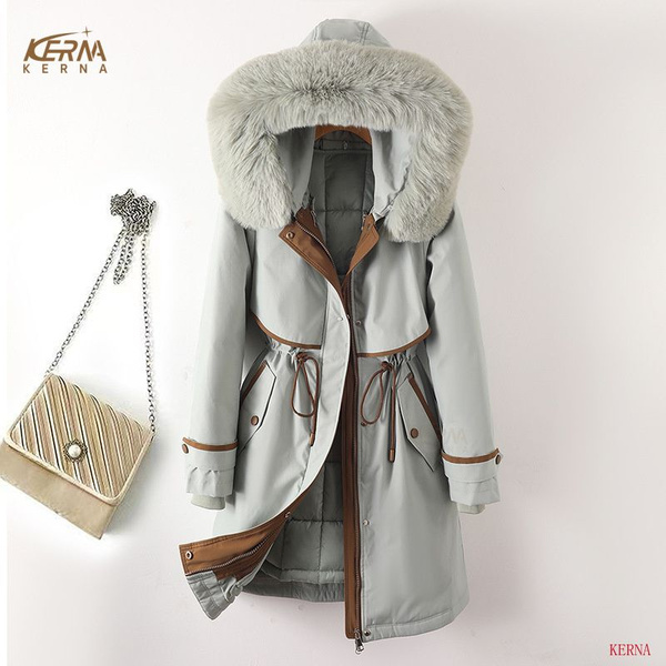 Парка Женский KERNA светло-синий Терилен, размер 56 Длинный Зима оверсайз Китай купить c ...