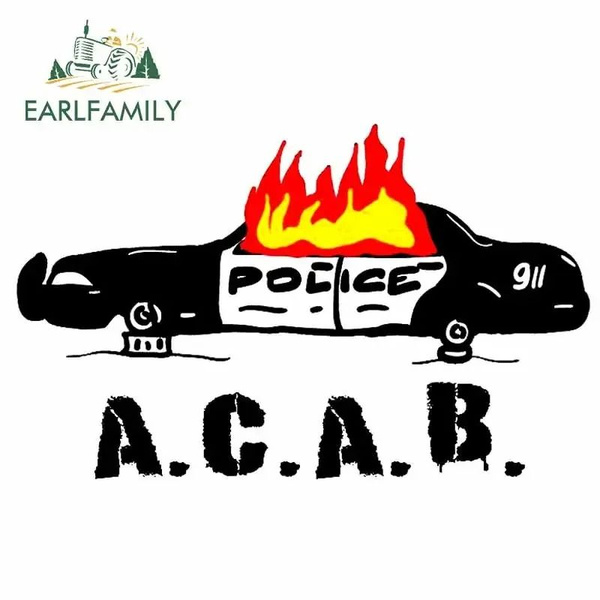 EARLFAMILY Burning Police ACAB Logo Vinyl Автомобильная наклейка JDM ...