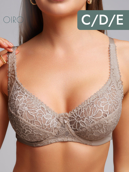 Бюстгальтер Женский OIRO мягкая чашка на каркасе, на косточках, размер 95D лимонный Полиамид ...