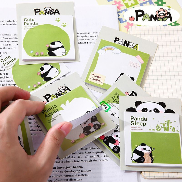 Милые мультяшные ученики Panda post-it notes могут наклеивать стикеры с ...