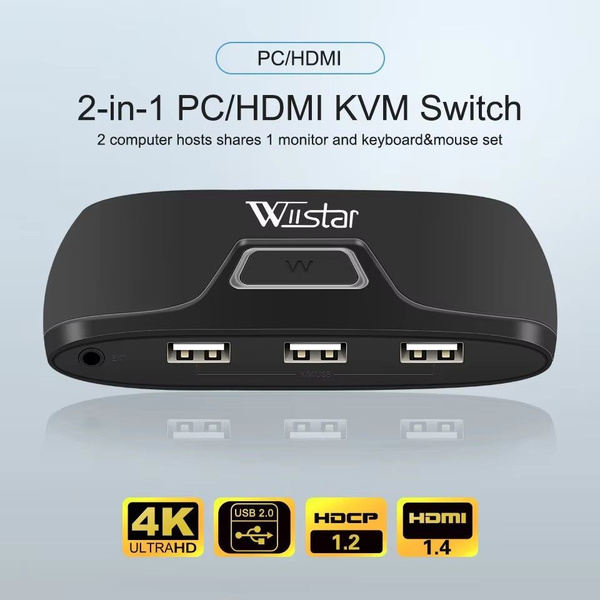 KVM переключатель HDMI 2 Портовая коробка для компьютеров с общей ...