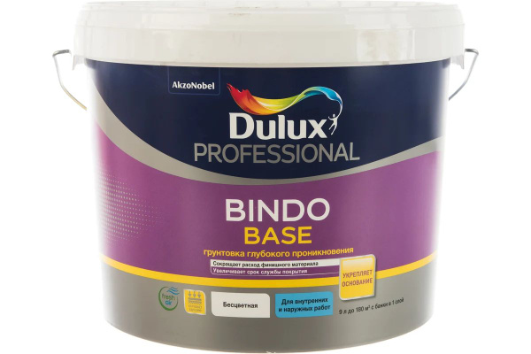 Универсальная грунтовка глубокого проникновения DULUX BINDO BASE (концентрат 1:1; 9 л) 5360774 ...