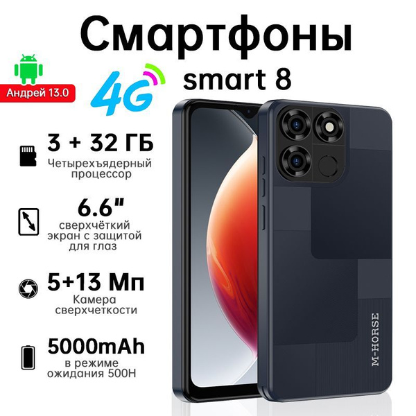 Смартфон M-HORSE Smart 8 pro 32 ГБ 3 ГБ Серый IPS 2 SIM купить c ...