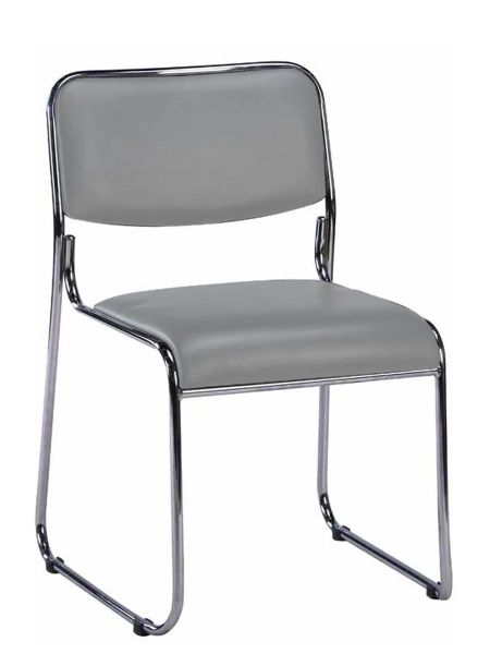 Кресло офисное Everprof Fix Chrome на полозьях с подлокотниками, низкой спинкой, для посетителей ...