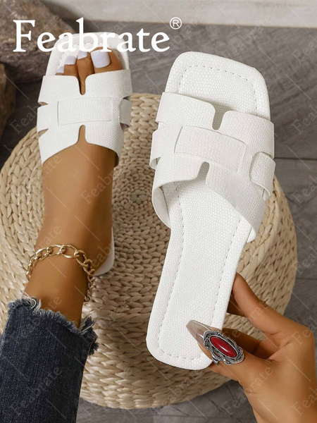 Шлепанцы Женский Feabrate, размер 42 Искусственная кожа Квадратный нос Без застёжки Лето купить ...