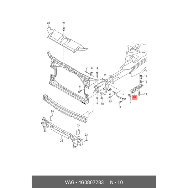 Крепление переднего бампера левое для Ауди А6 С7 2011-2018, Audi A6 C7 ...