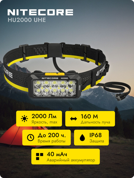 1171 Налобный светодиодный фонарь Nitecore HU2000 LED UHE с Аварийным аккумулятором купить на ...