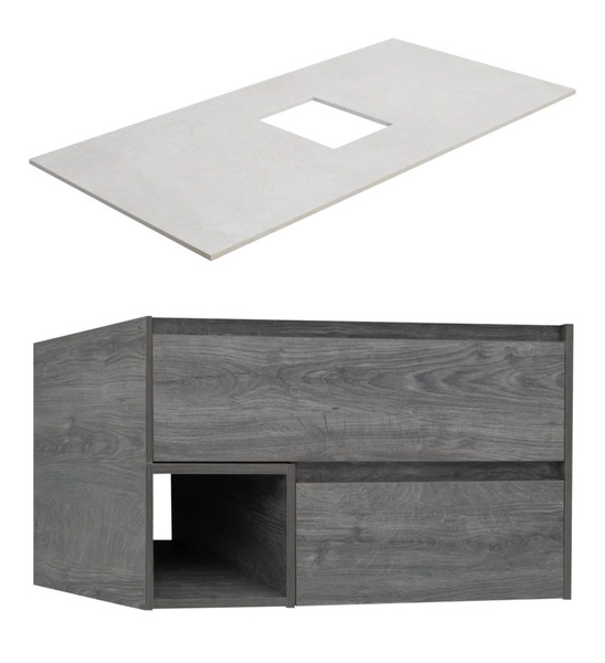 Тумба под раковину со столешницей STWORKI Карлстад 90 дуб рошелье, простоун беж купить на OZON ...